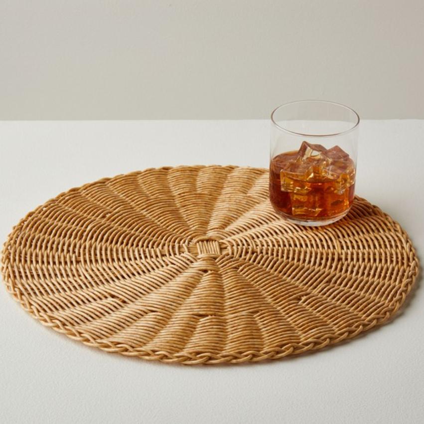 Tableau, Faux Rattan Natural Placemat | Lavender